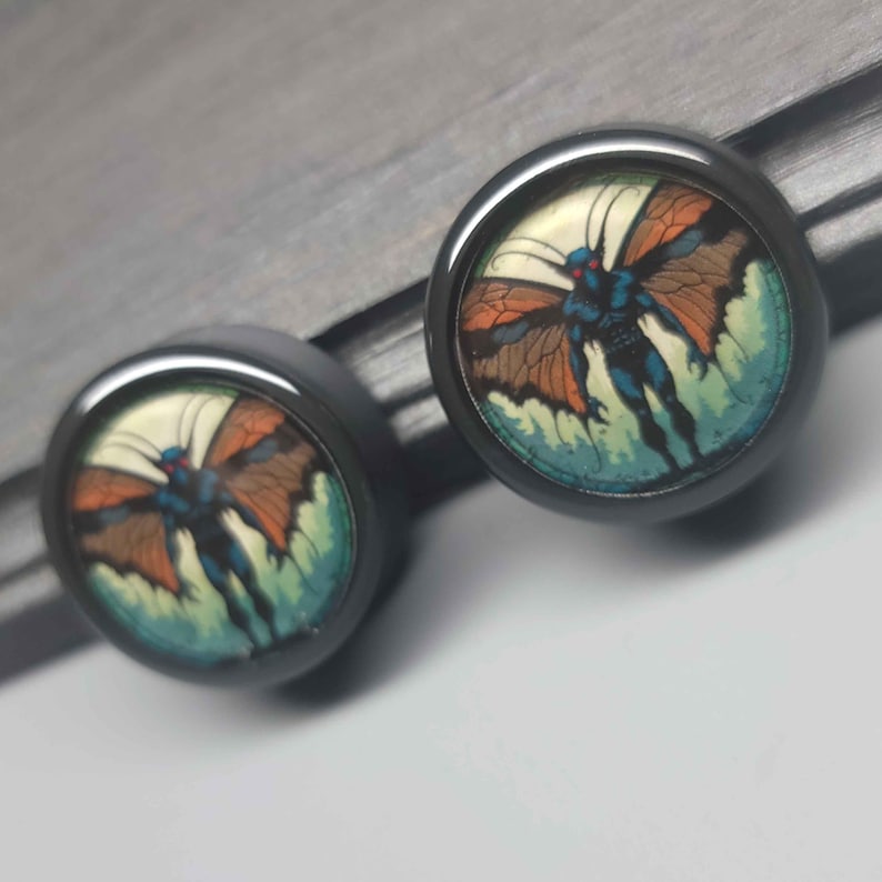 Mothman - Plugs Gauges Earrings (pair) (faux Stained Glass) - Etsy