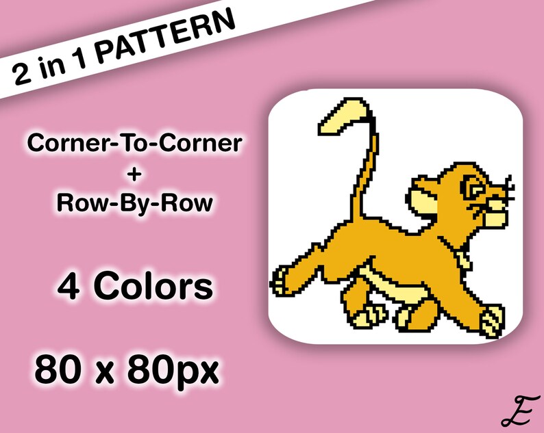 C2C and Row-by-row SIMBA, From the Lion King Crochet Pattern Immediate ...