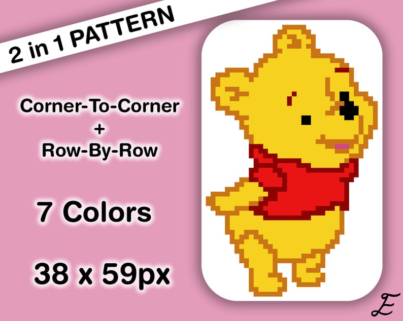 C2C and Row-by-row WINNIE the POOH Crochet Pattern Immediate PDF ...