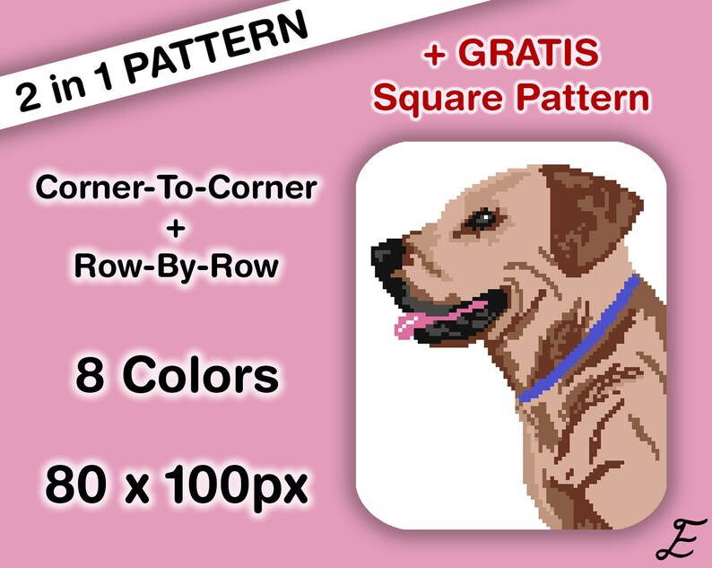 C2C and Row-by-row EDDIE the Cream Labrador Crochet Pattern - Etsy