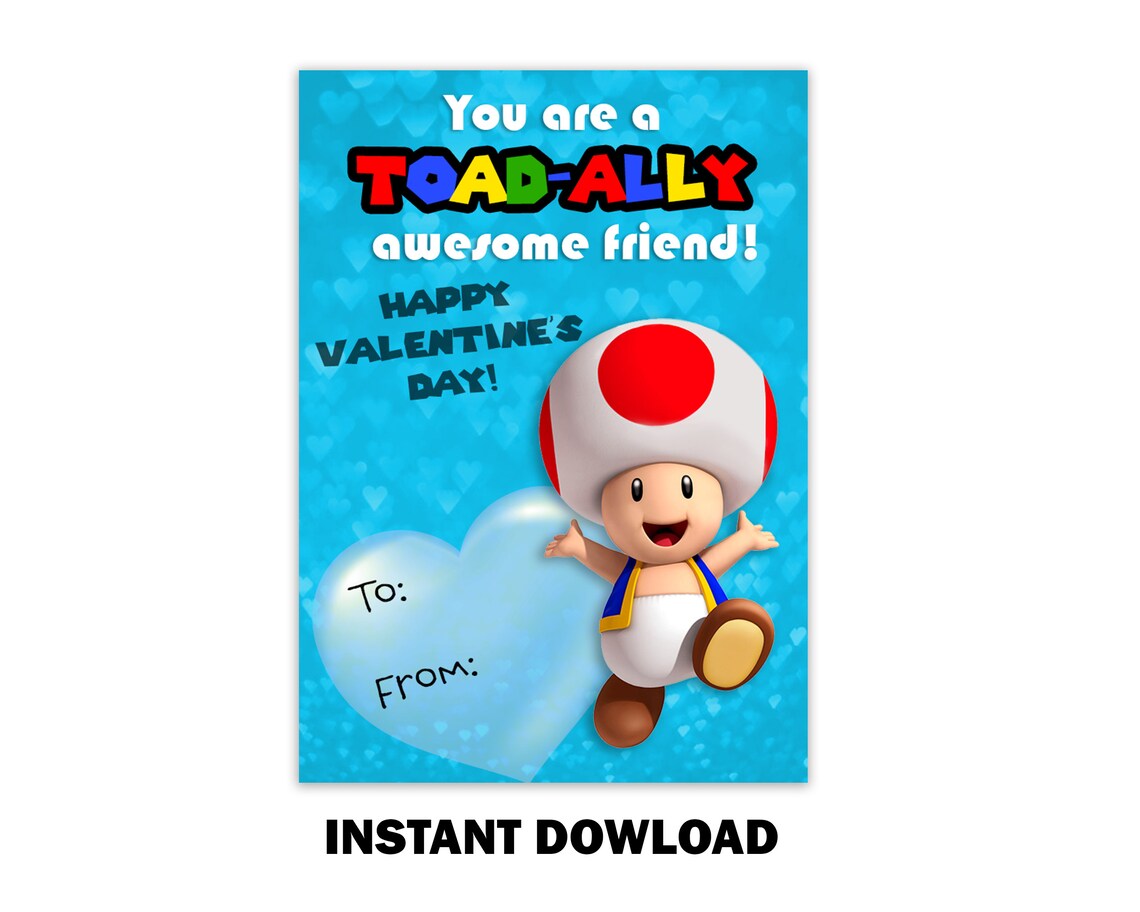 Super Mario Valentine's Day Cards, Printable Instant Download, DIY ...