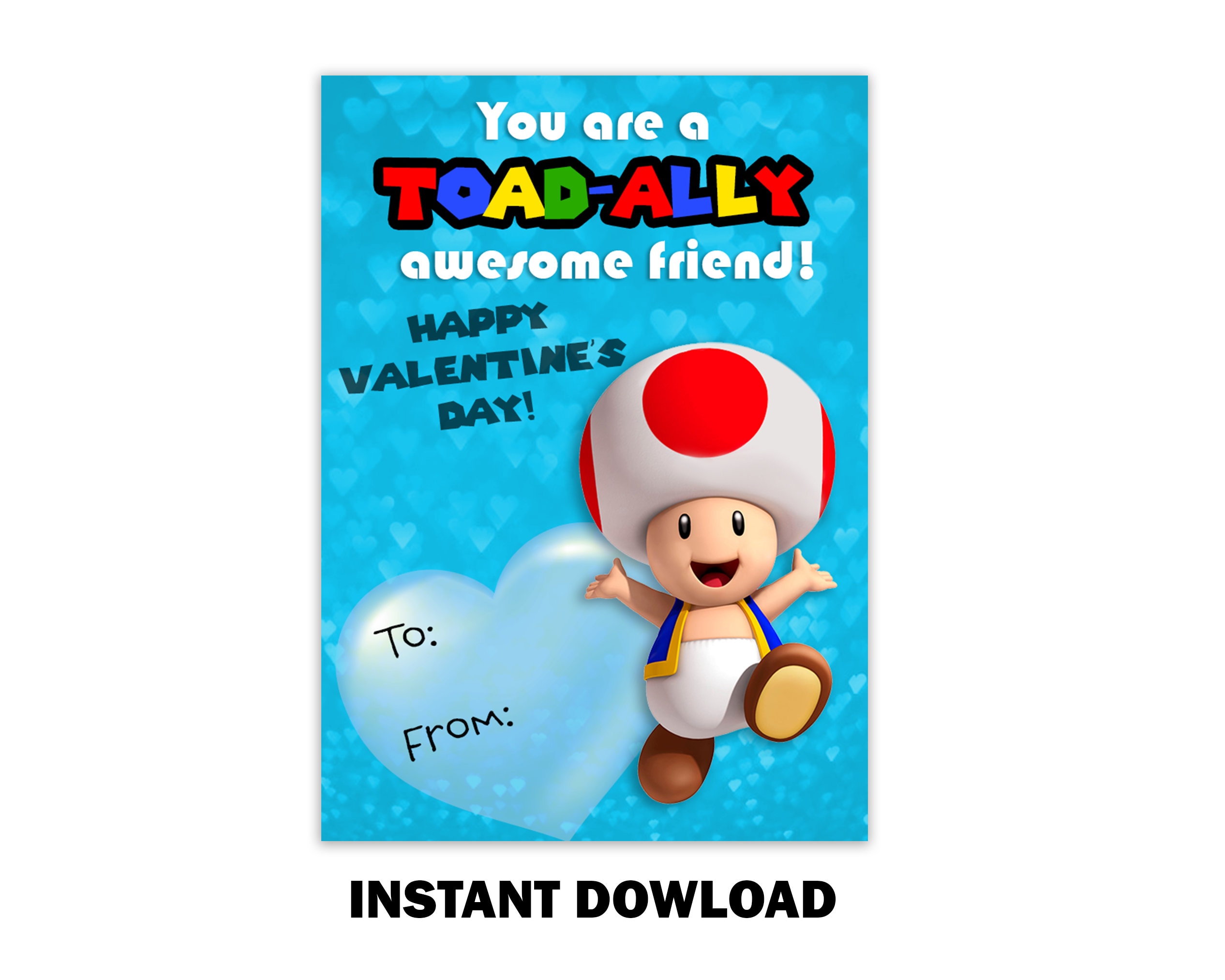 Super Mario Valentine's Day Cards, Printable Instant Download, DIY ...