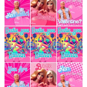 Barbie Valentine's Day Cards, Printable Instant Download, DIY Cards ...