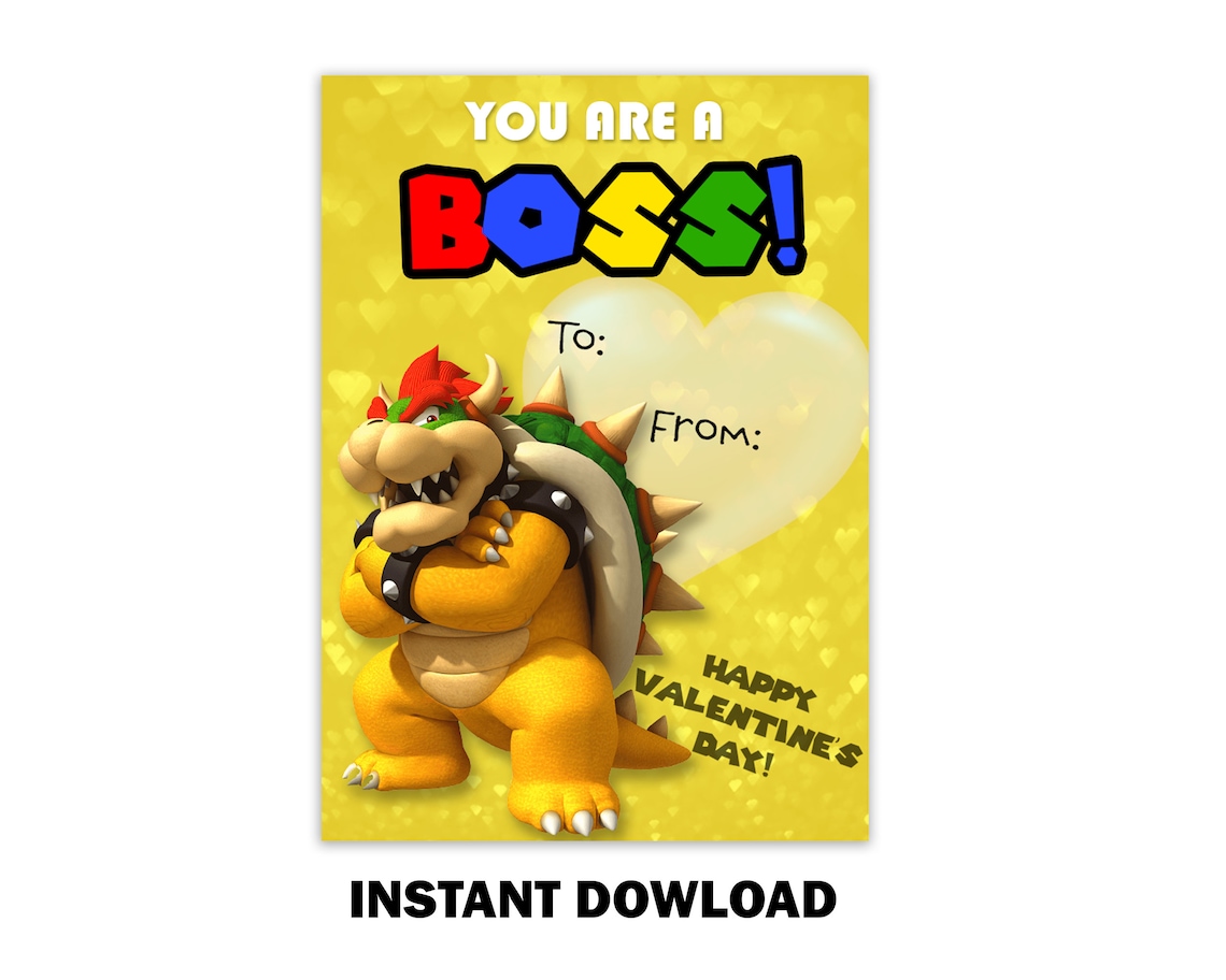 Super Mario Valentine's Day Cards, Printable Instant Download, DIY ...