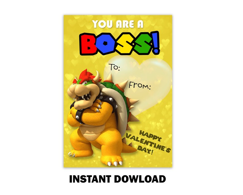 Super Mario Valentine's Day Cards, Printable Instant Download, DIY ...