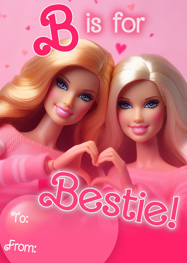 Barbie Valentine's Day Cards, Printable Instant Download, DIY Cards ...