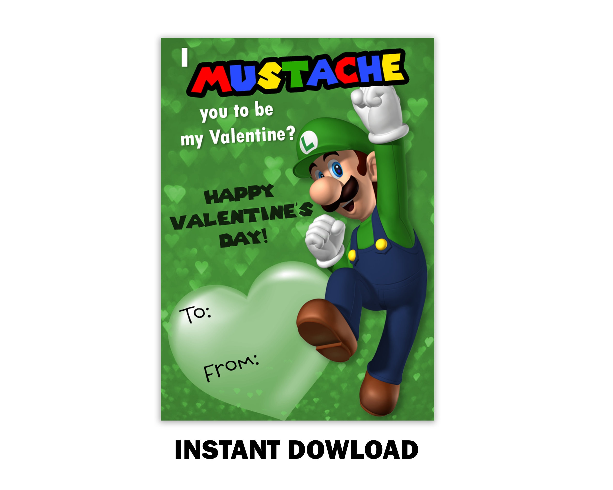 Super Mario Valentine's Day Cards, Printable Instant Download, DIY ...