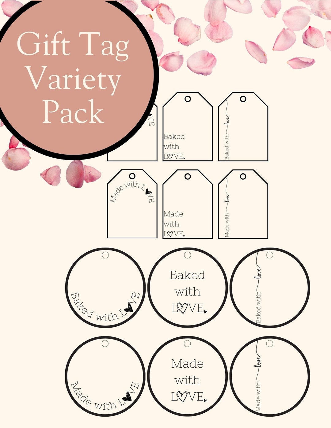 Printable Gift Tag Bundle Round, Rectangle - Etsy