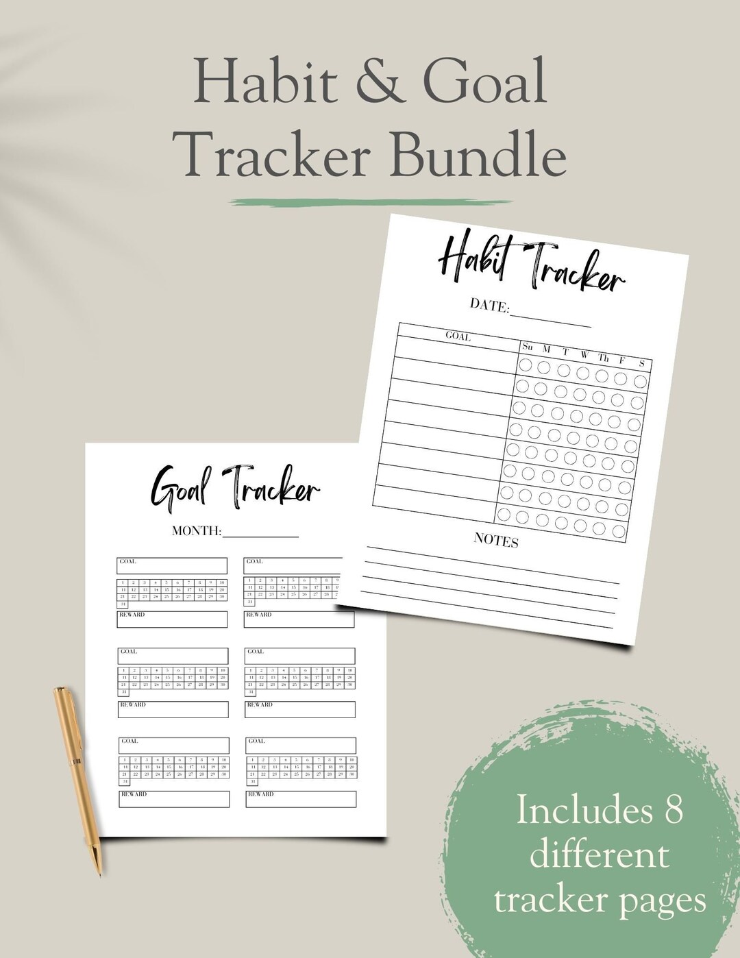 Habit Tracker, Goal Tracker Bundle: Track Goals, Develop Good Habits ...