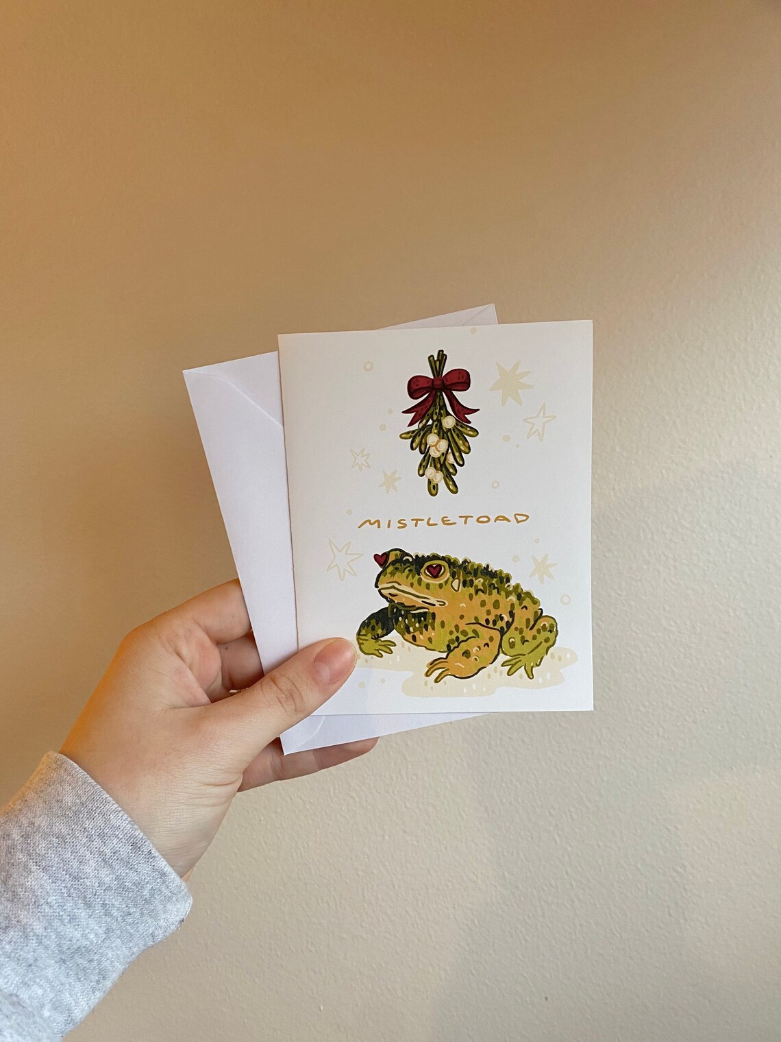 Kiss Me Under the Mistletoad Greeting Card 4.25x5.5” (happy Holidays ...