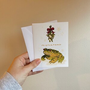 Kiss Me Under the Mistletoad Greeting Card 4.25x5.5” (happy Holidays ...