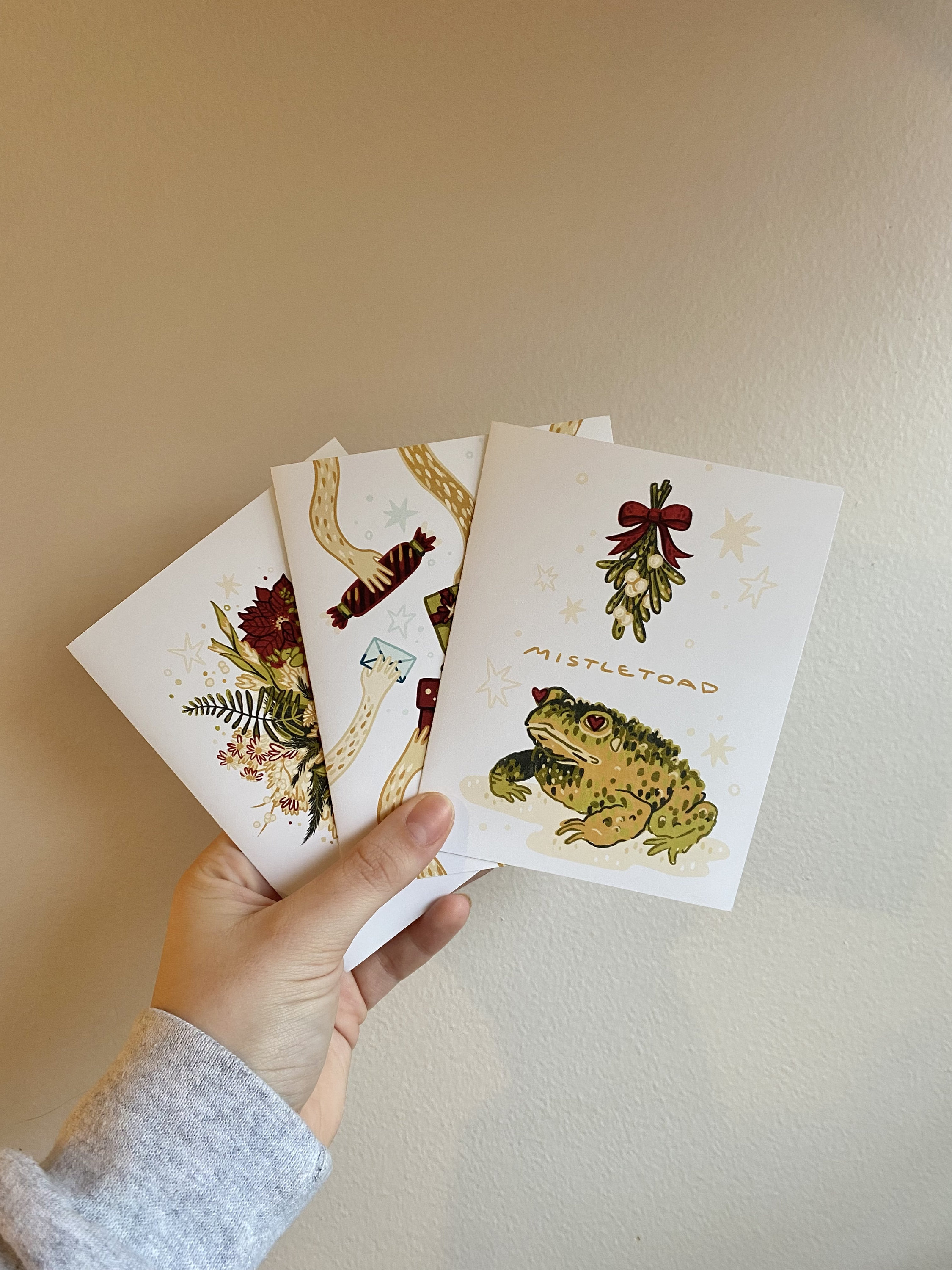 Kiss Me Under the Mistletoad Greeting Card 4.25x5.5” (happy Holidays ...