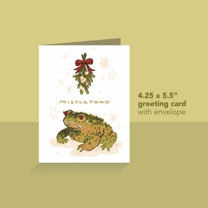 Kiss Me Under the Mistletoad Greeting Card 4.25x5.5” (happy Holidays ...