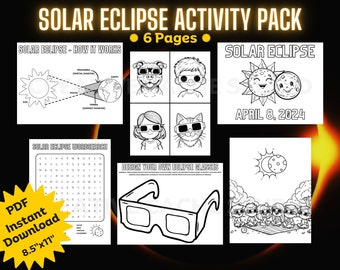 Total Solar Eclipse Coloring Sheet - Etsy