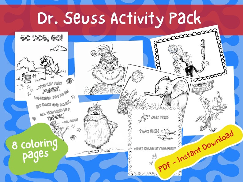 Dr. Seuss Activity Pack/read Across America Activities - Etsy