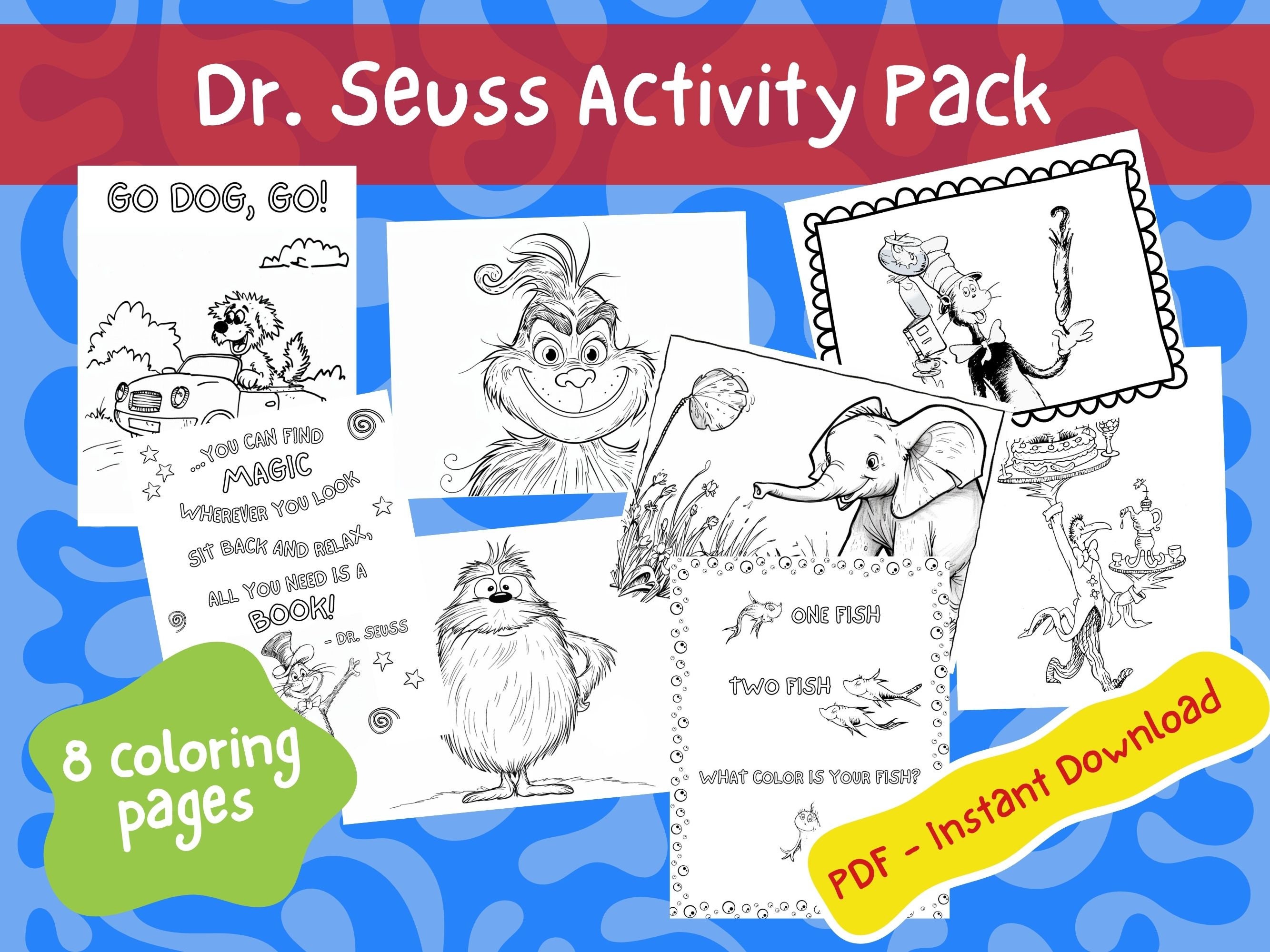 Dr. Seuss Activity Pack/read Across America Activities - Etsy