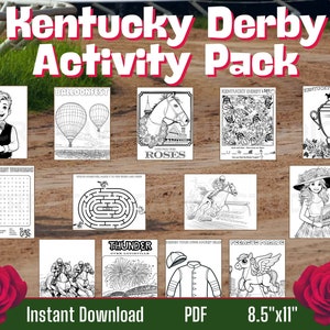 Kentucky Derby Coloring Pages and Activity Pack - Etsy