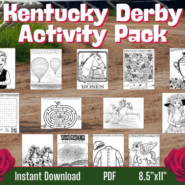 Printable Kentucky Derby Coloring Pages - Etsy