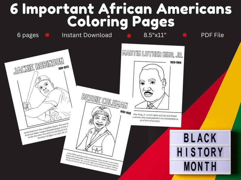 Important African Americans Coloring Pages - Etsy