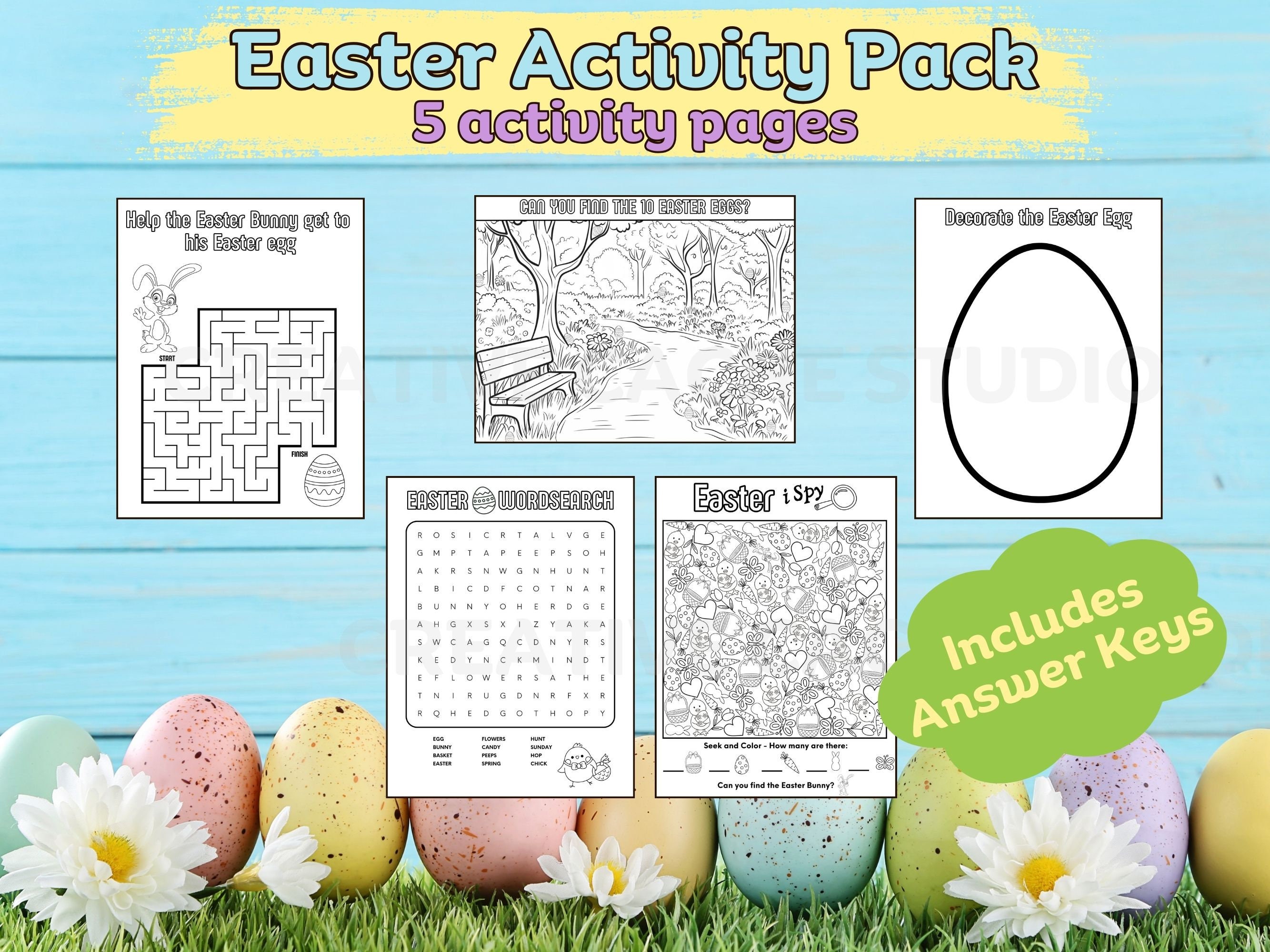Easter Coloring and Activity Pack - Etsy