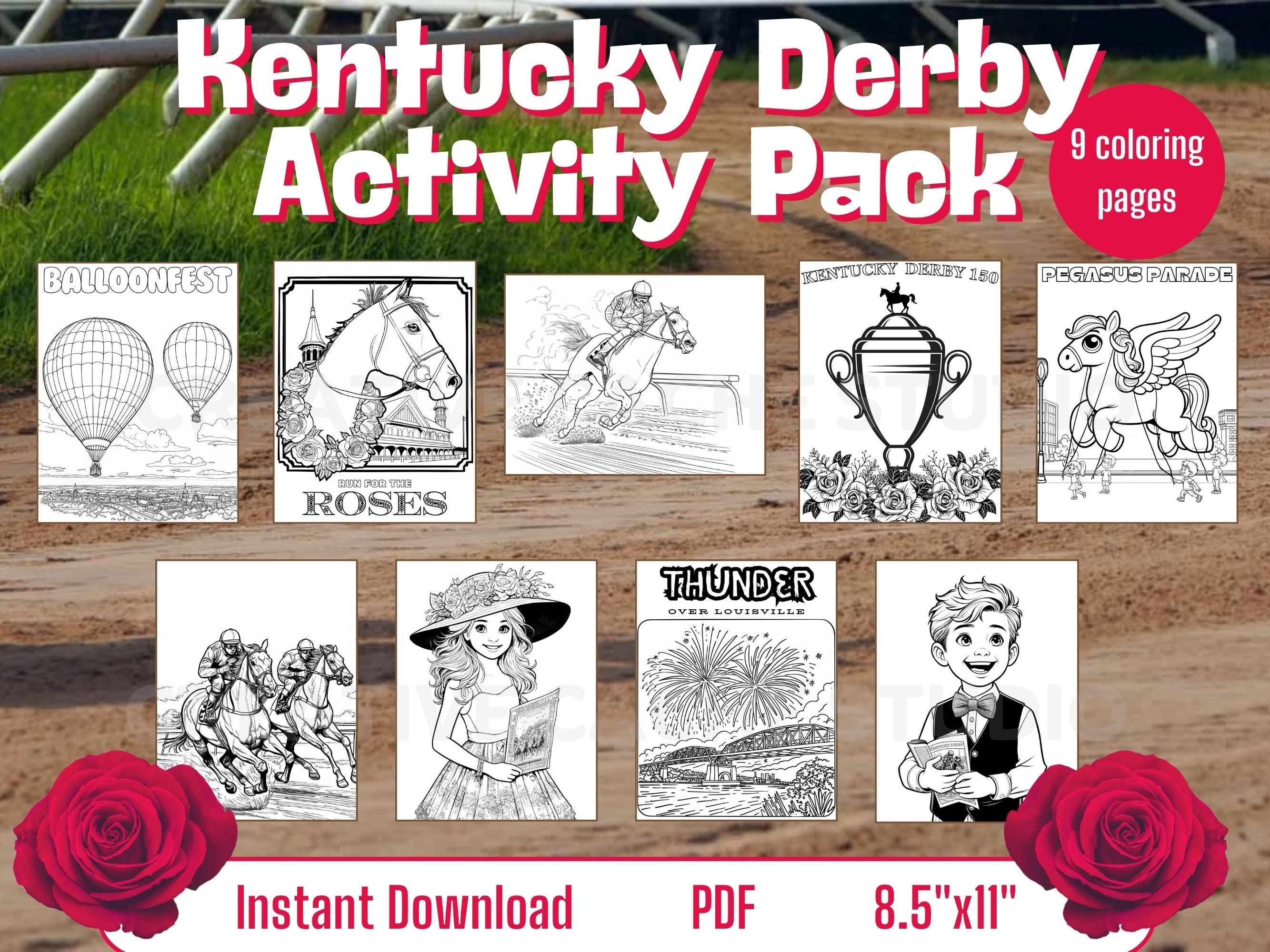 Kentucky Derby Coloring Pages and Activity Pack - Etsy