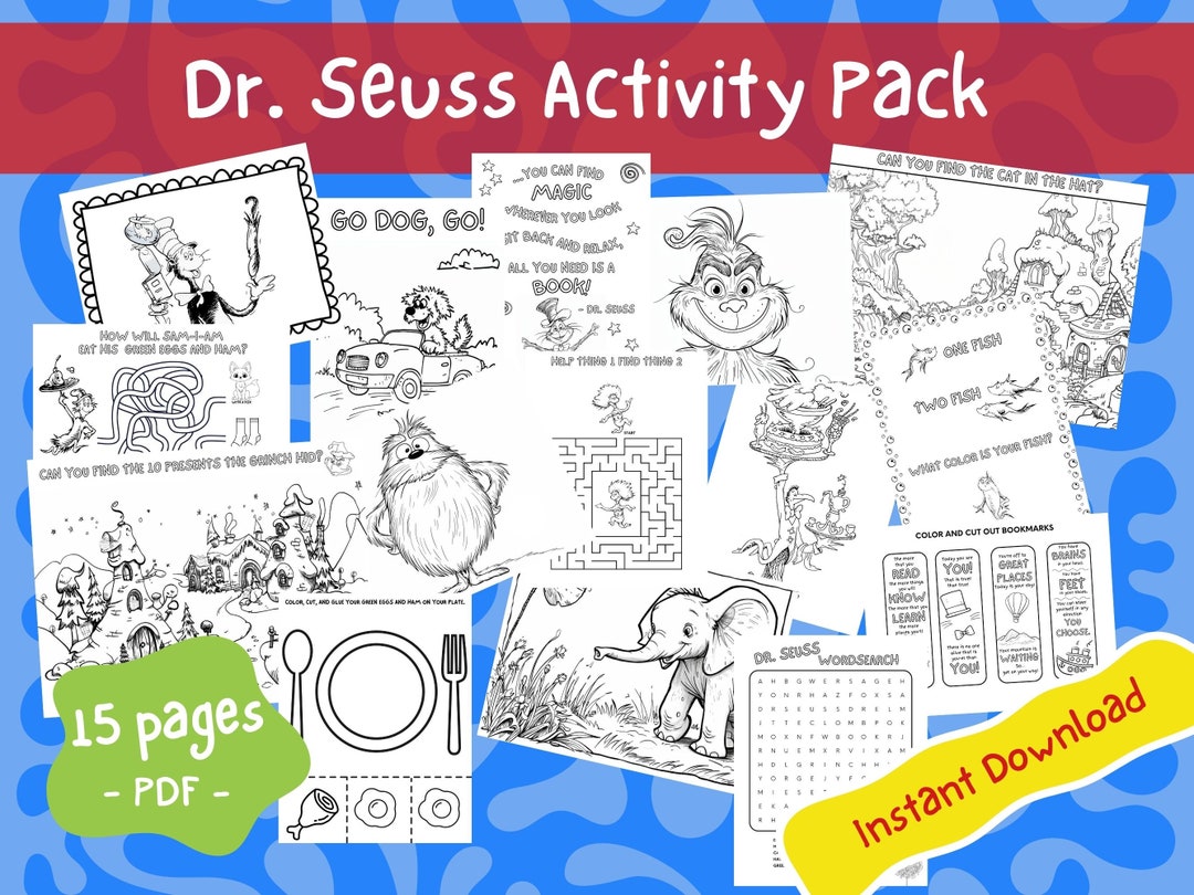 Dr. Seuss Activity Pack/read Across America Activities - Etsy