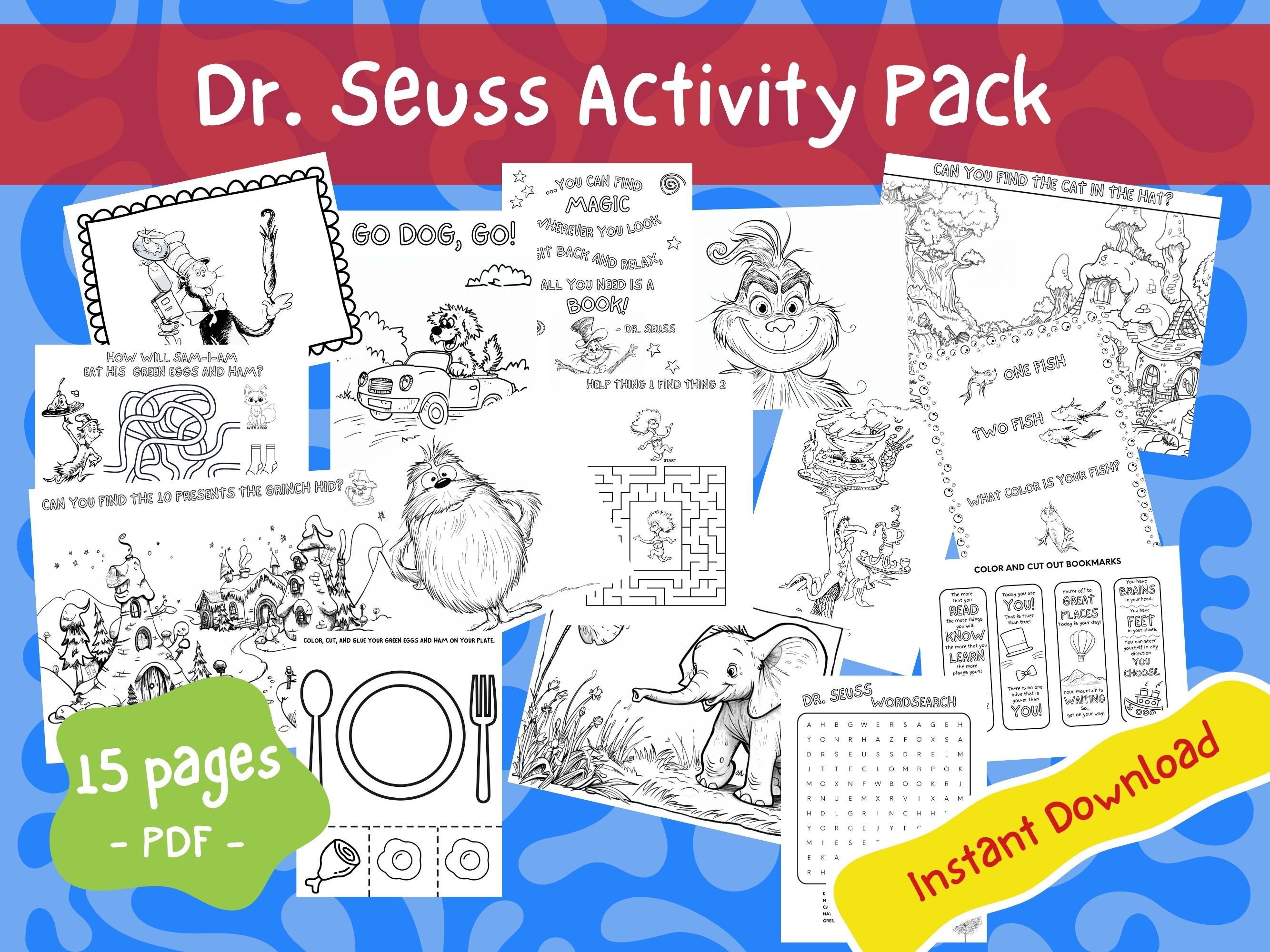 Dr. Seuss Activity Pack/read Across America Activities - Etsy