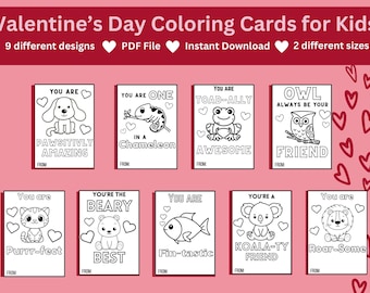 Printable Valentine's Day Coloring Cards for Kids | Fun and Cute Animal ...