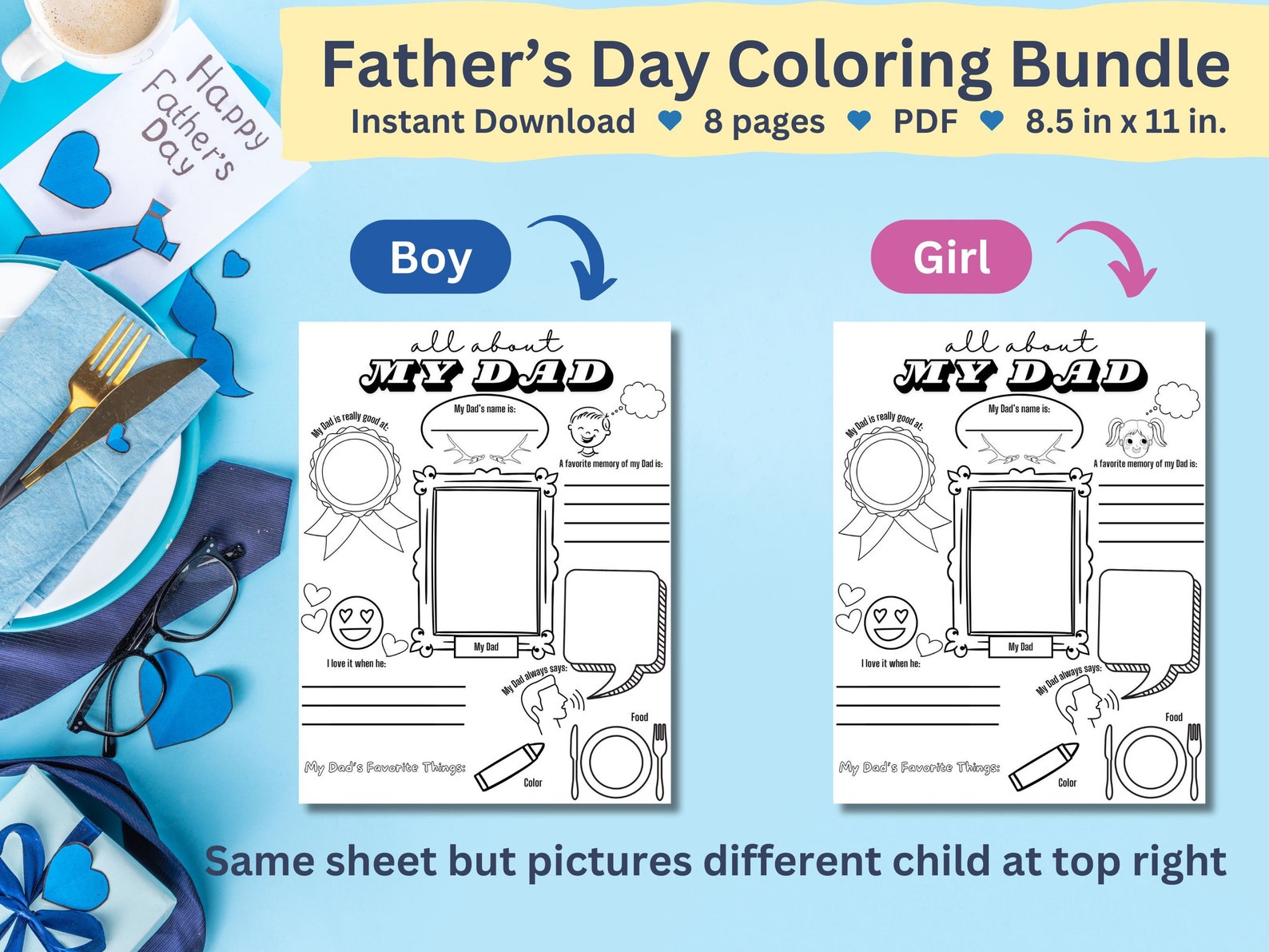 Father's Day Coloring Bundle - Etsy