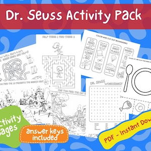 Dr. Seuss Activity Pack/read Across America Activities - Etsy