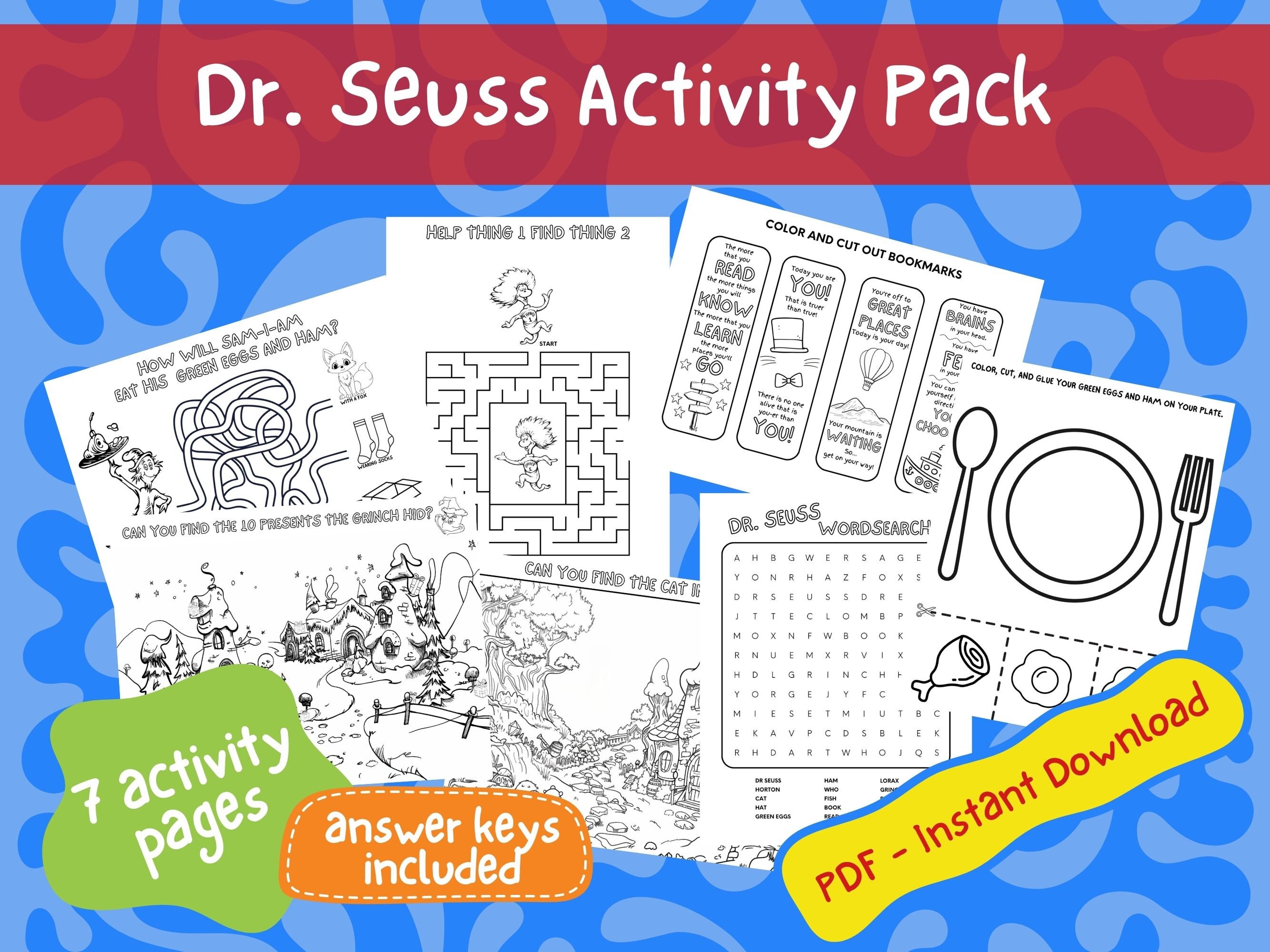 Dr. Seuss Activity Pack/read Across America Activities - Etsy