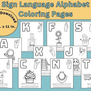 Sign Language Alphabet Coloring Pages - Etsy
