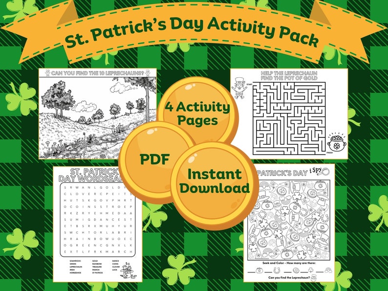St. Patrick's Day Coloring and Activity Pack - Etsy
