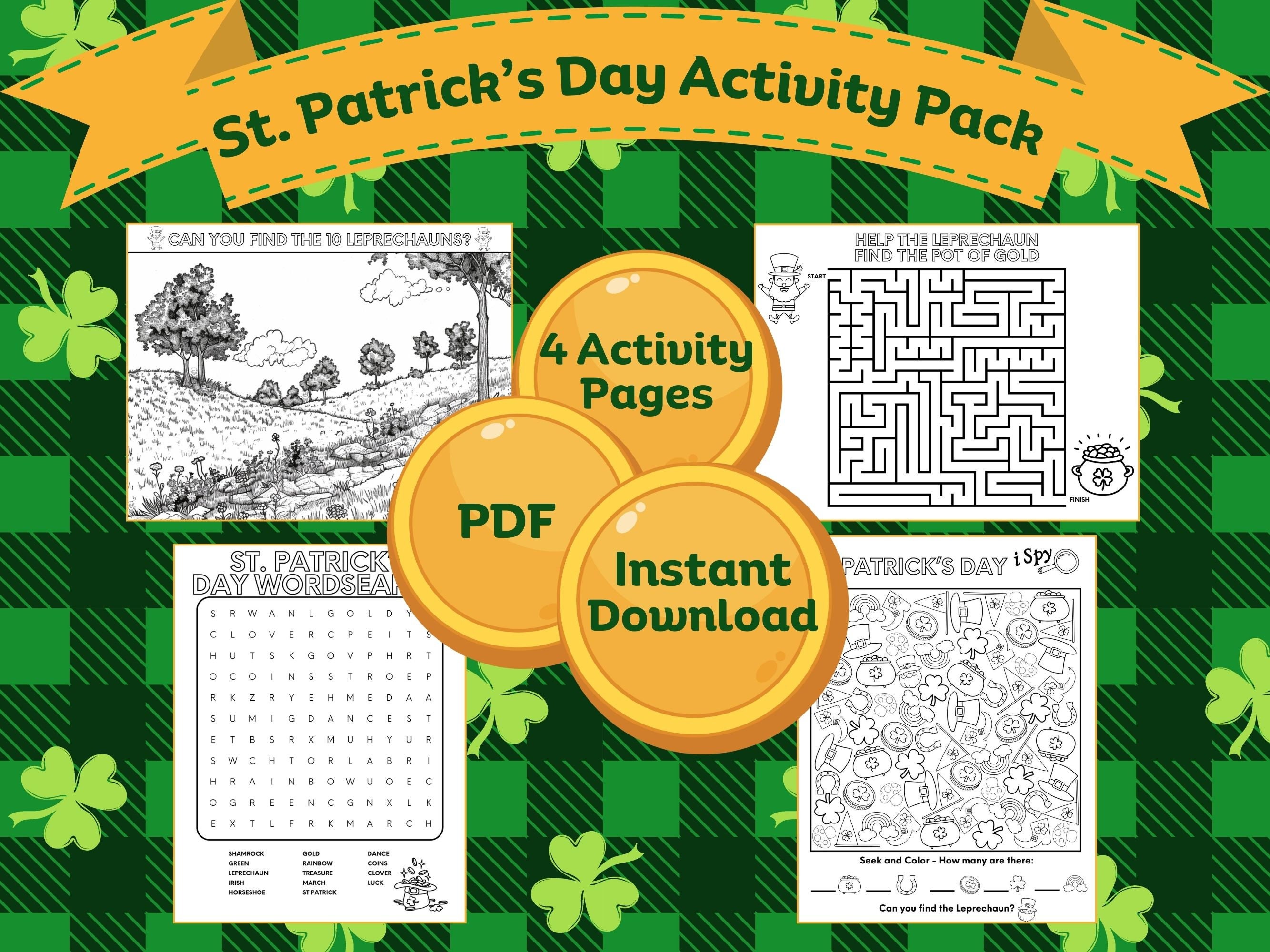 St. Patrick's Day Coloring and Activity Pack - Etsy