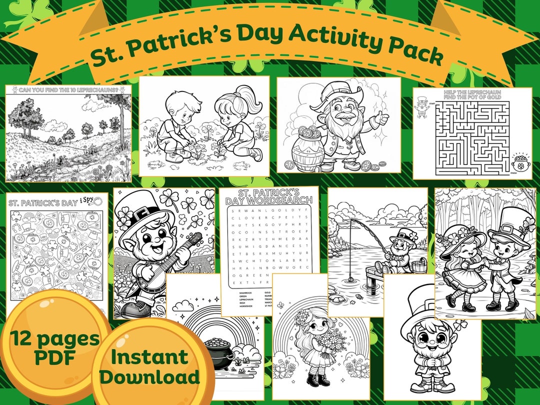 St. Patrick's Day Coloring and Activity Pack - Etsy