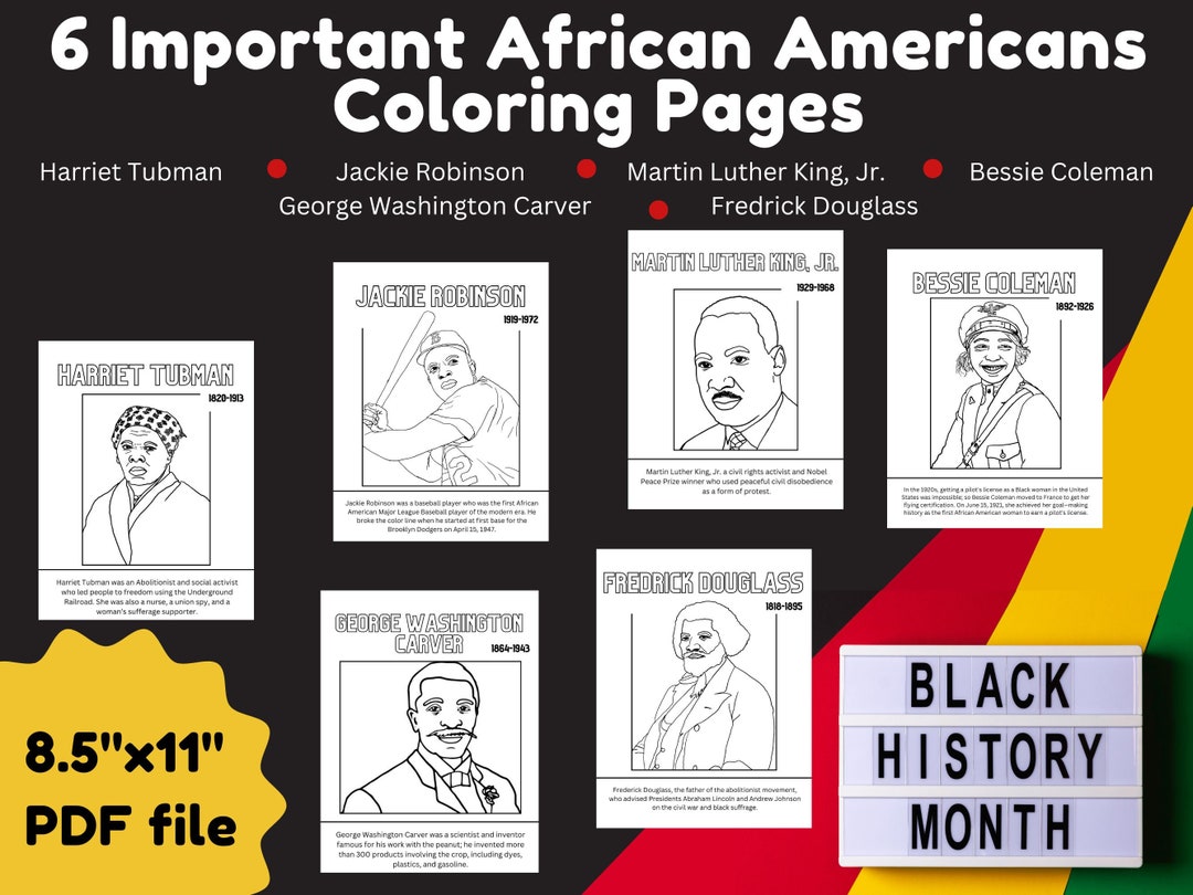 Important African Americans Coloring Pages - Etsy
