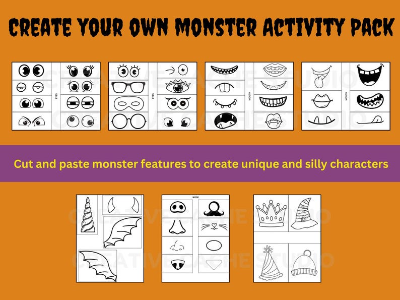 Create Your Own Monster Activity Pack - Etsy