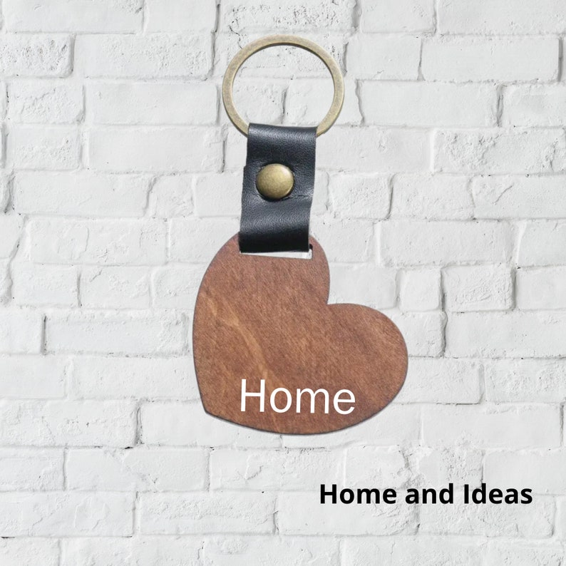 Heart-shaped Solid Wood Key Tags - Vintage Leather Keychain Accessories ...