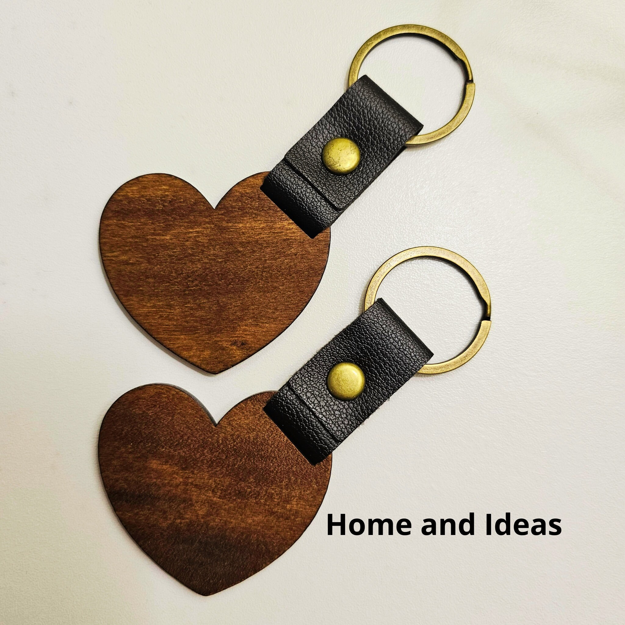 Heart-shaped Solid Wood Key Tags Vintage Leather Keychain Accessories ...