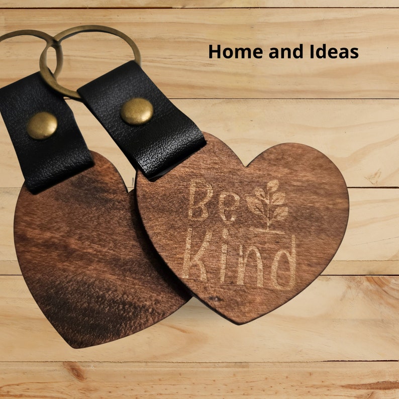 Heart-shaped Solid Wood Key Tags - Vintage Leather Keychain Accessories ...