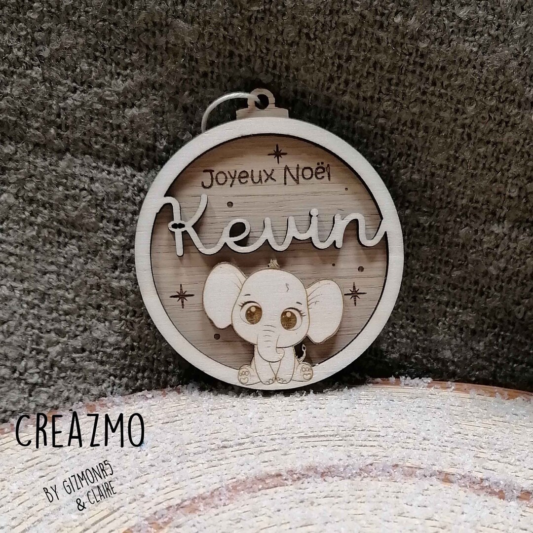 Cute Kawaii Elephant Boy Christmas Bauble 8cm Personalized - Etsy