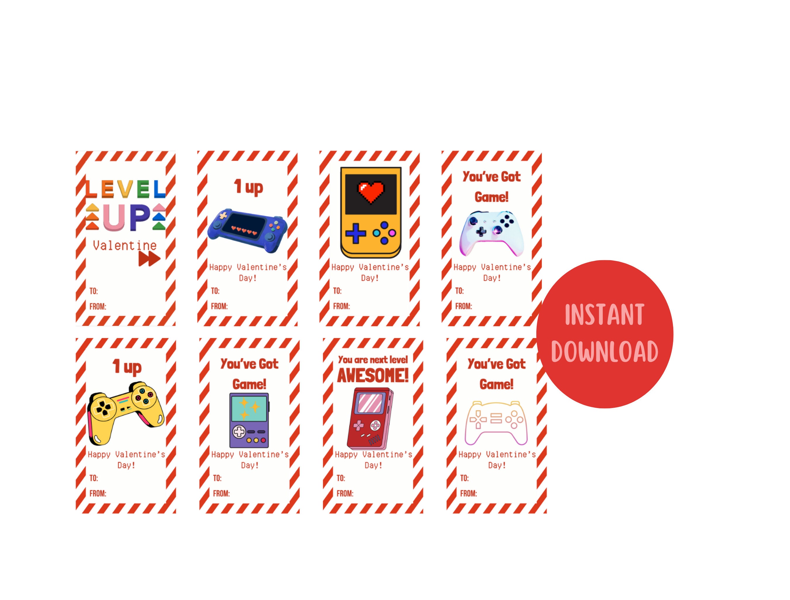 Video Game Valentine's Cards, Printable Video Game Cards, Gamer ...