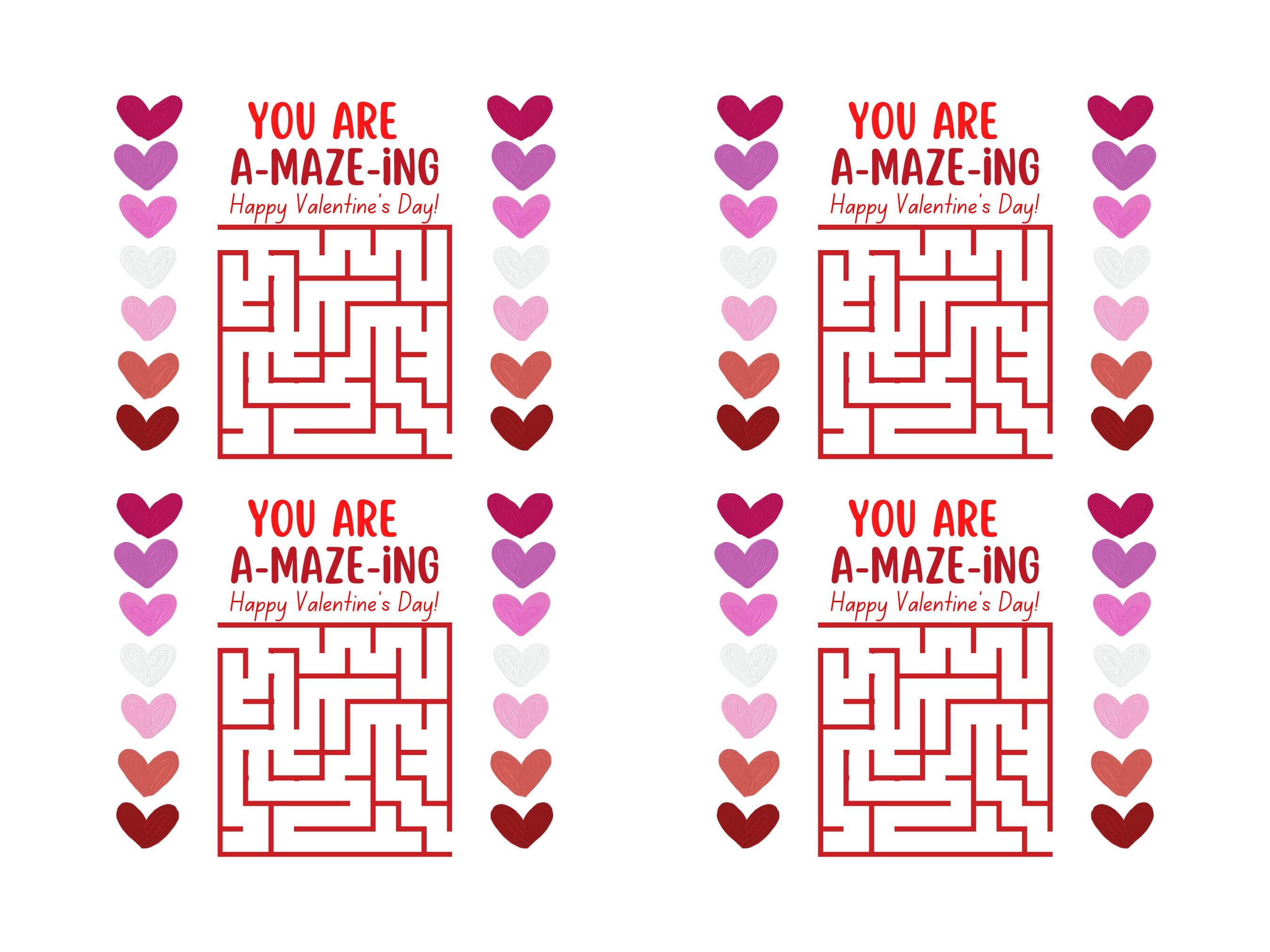 Maze Valentines Card You Are A-maze-ing Amazing - Etsy