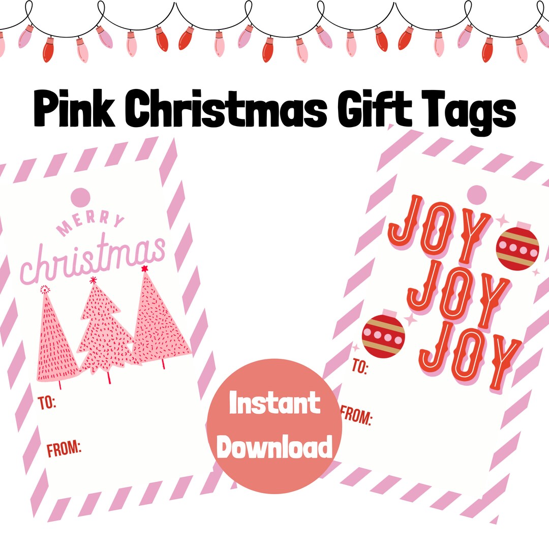 Pink Christmas Gift Tags, Merry Christmas Gift Tags, Pink Gift Tags ...