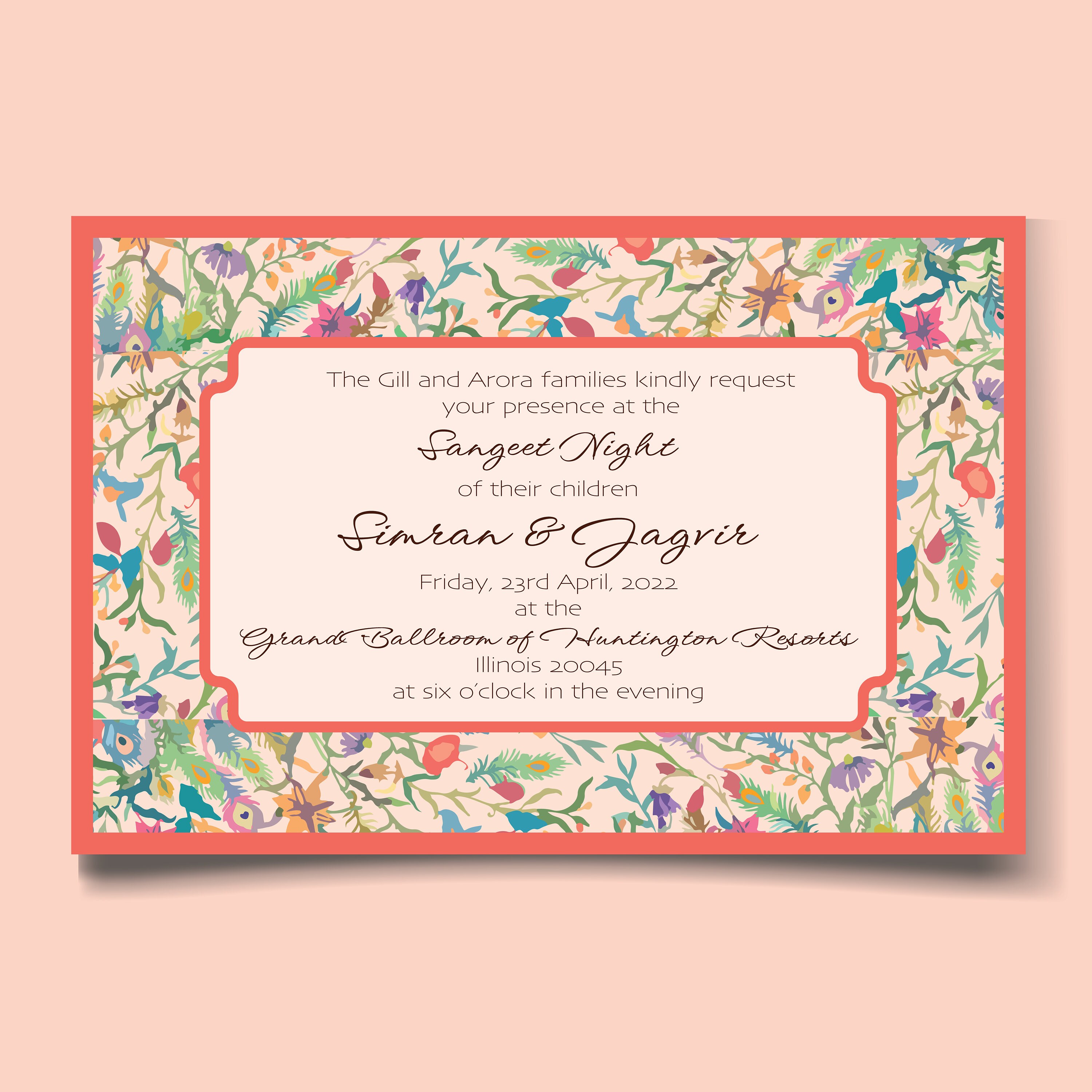 Peacock Wedding Theme, Printable Invitations, Spring Wedding, Indian ...