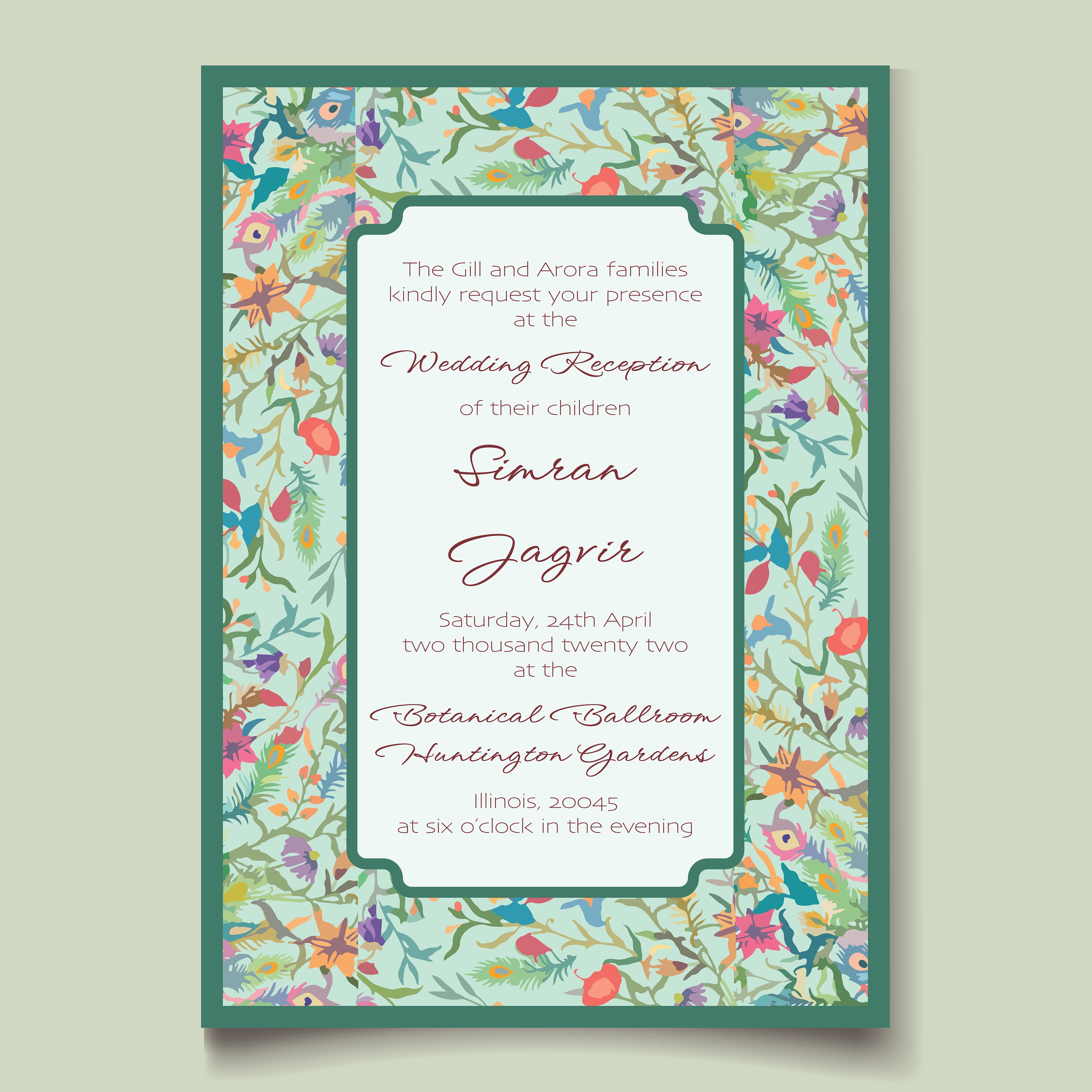 Peacock Wedding Theme, Printable Invitations, Spring Wedding, Indian ...