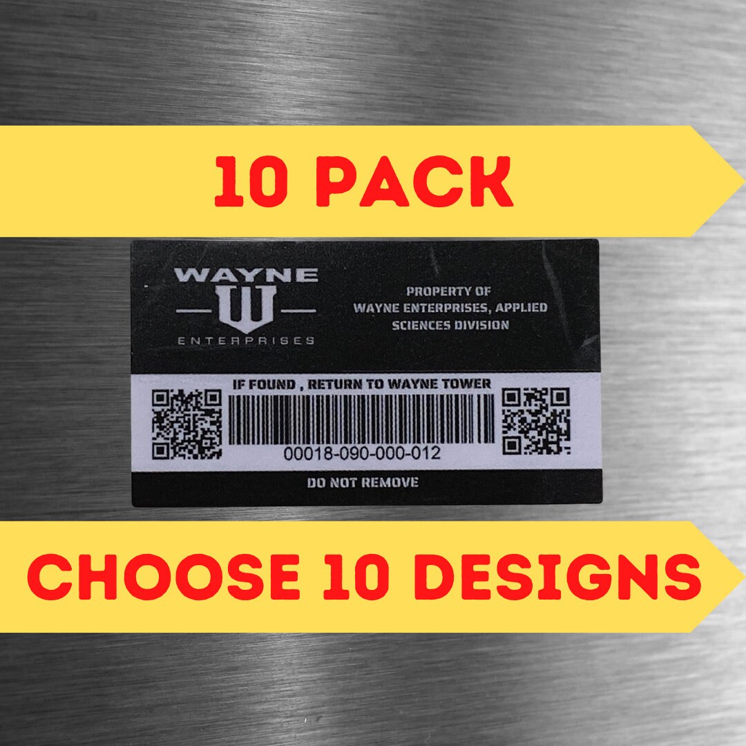 10 STICKER VALUE PACK Wayne Style Asset Tag Movie Prop Replica - Etsy