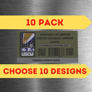 10 STICKER PACK USCM Colonial Marines Style Asset Tag Movie Prop ...