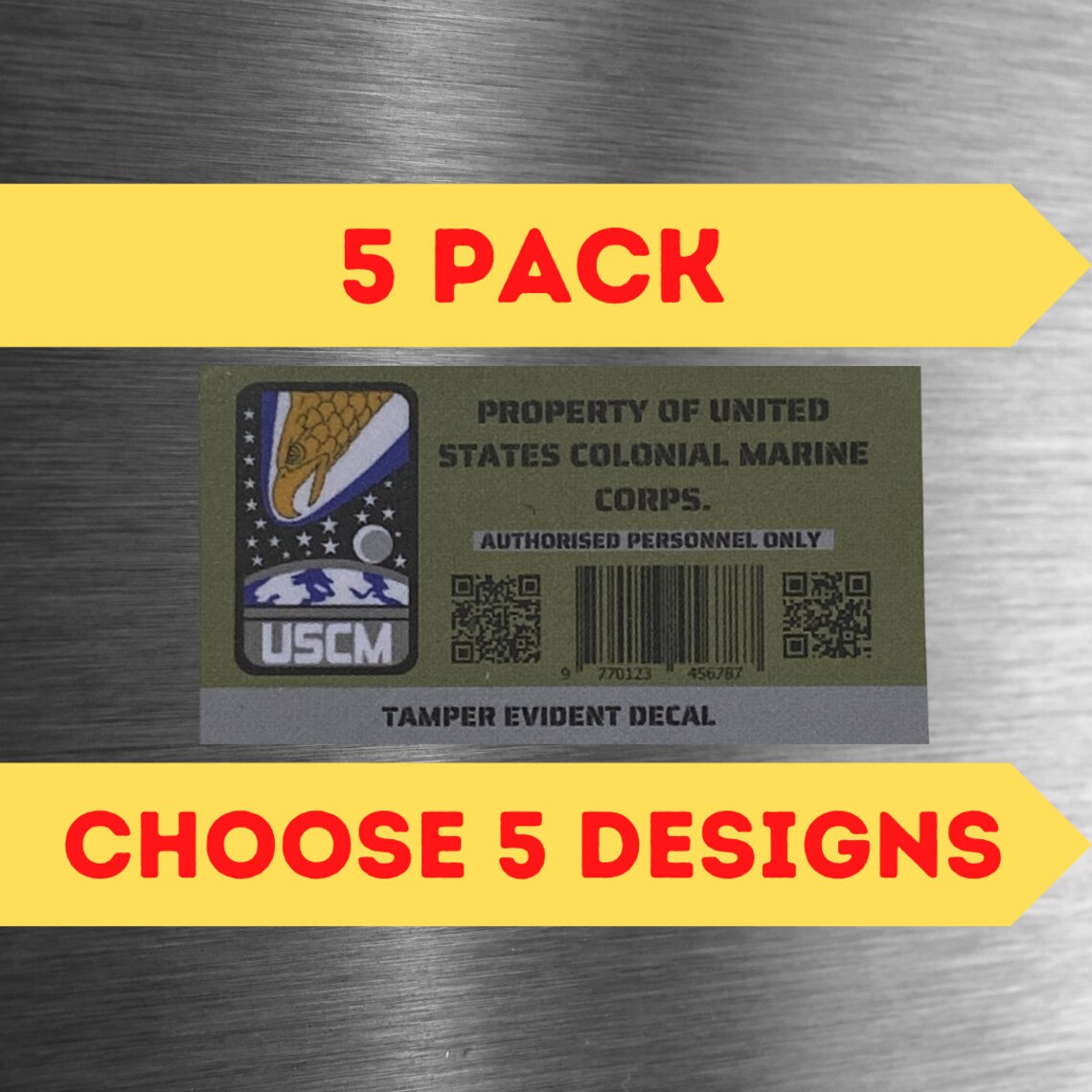 5 STICKER PACK USCM Colonial Marines Style Asset Tag Decal Dressing ...
