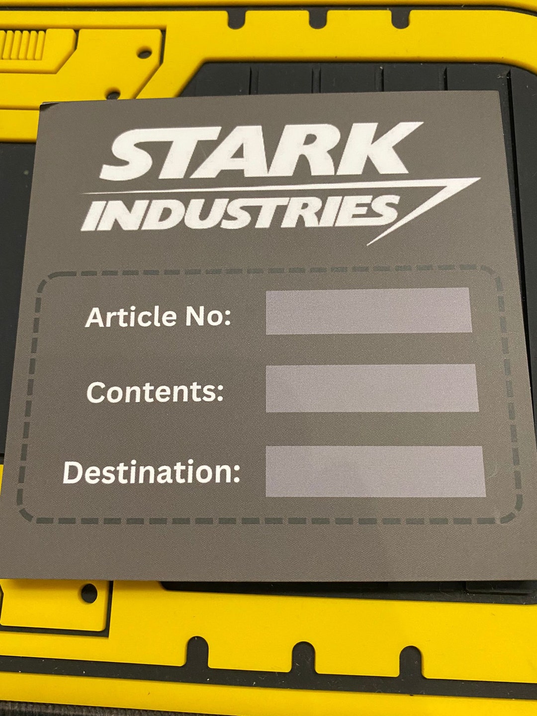 3 STICKER VALUE PACK Stark Industries Style Cargo Tag Movie Prop ...